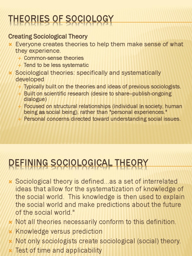 Theories of Sociology | PDF | Sociology | Social Structure