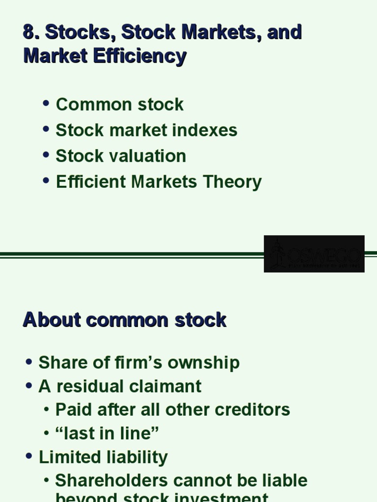 Stock Market Efficiency Insights | PDF | Stocks | Stock Market Index