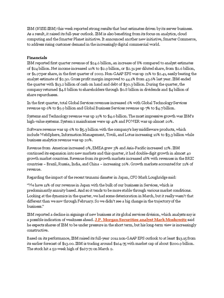 Financials: J.P. Morgan Securities Analyst Mark Moskowitz | PDF | Ibm ...