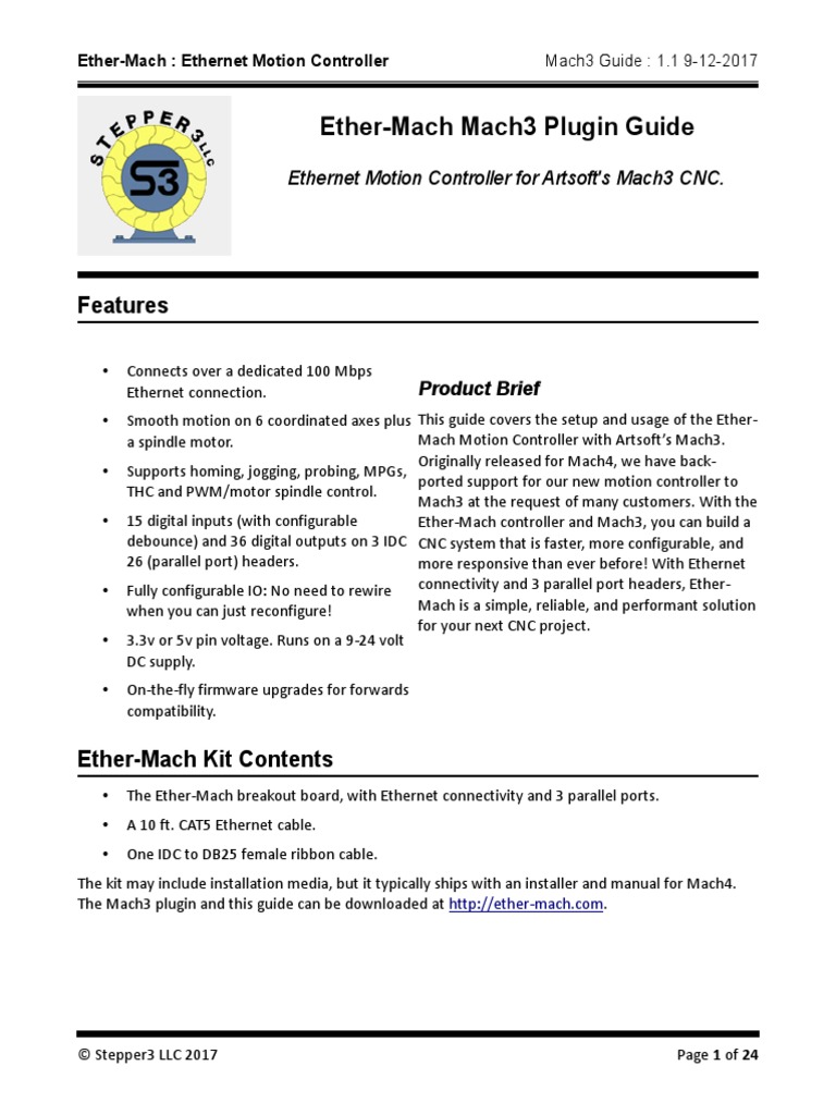 Ether Mach Mach3 Plugin Guide | PDF | Ip Address | Computer Network