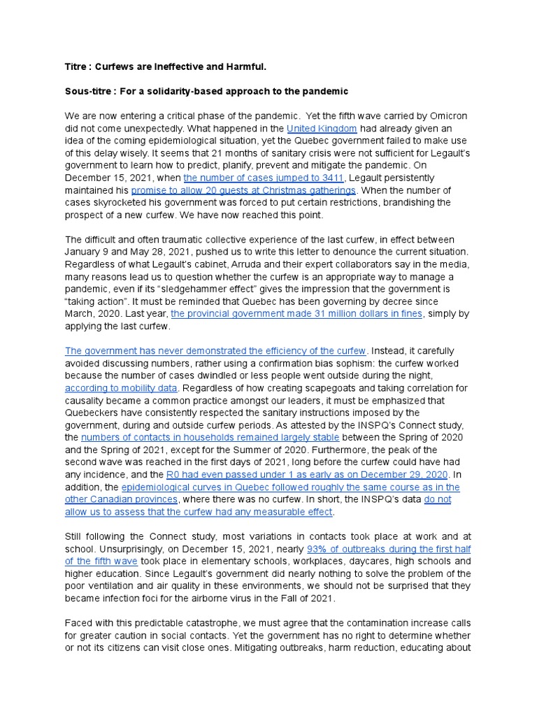 Curfew Letter | PDF | Violence | Health Sciences