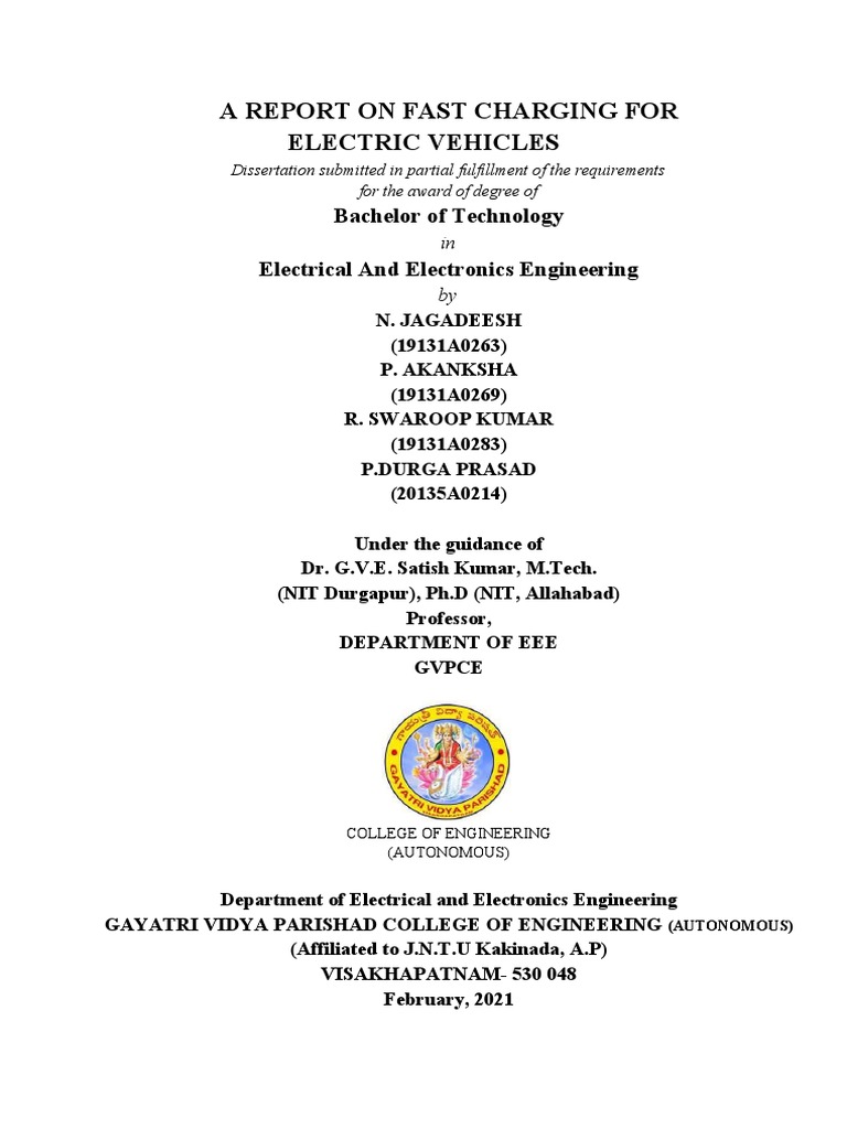 A Report On Fast Charging For Electric Vehicles | PDF | Electric ...