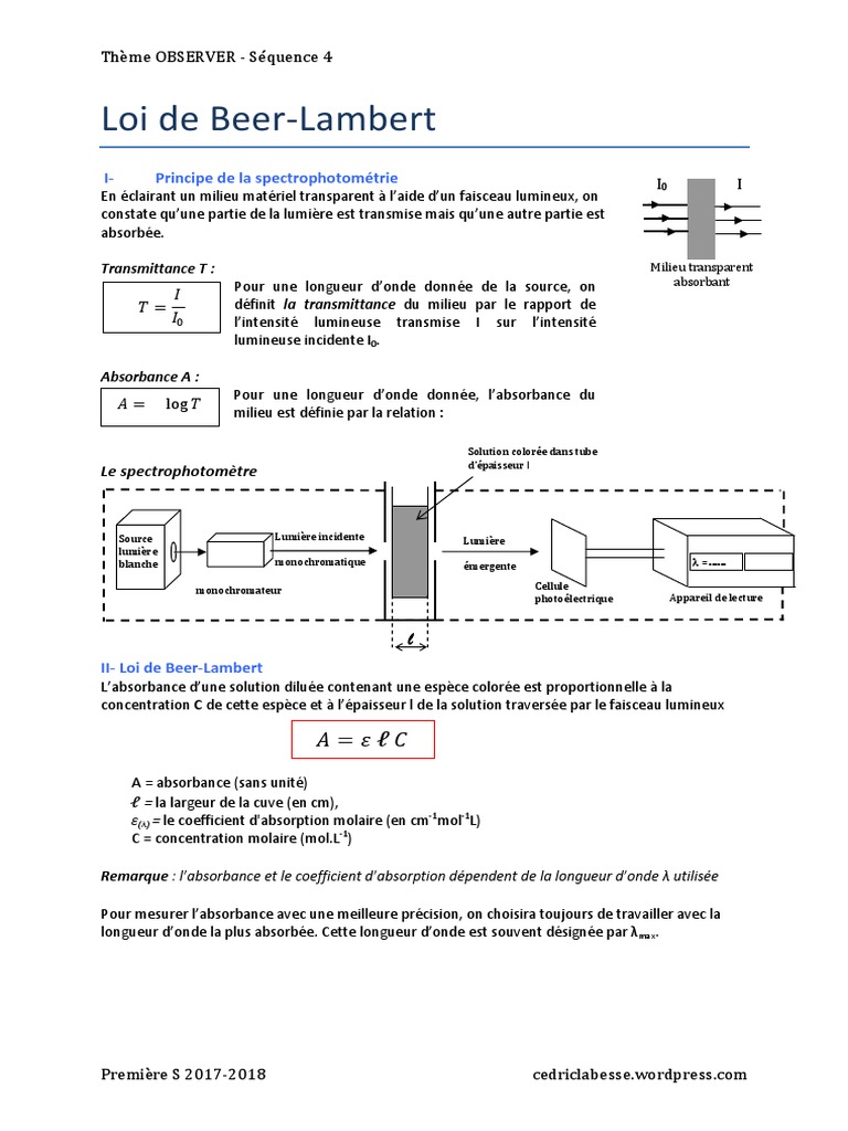 Loi de Beer Lambert | PDF | L'absorbance | Techniques scientifiques