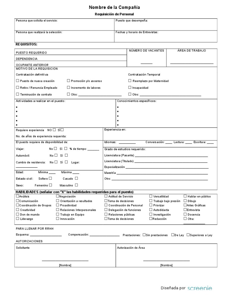 Requisicion de Personal | PDF