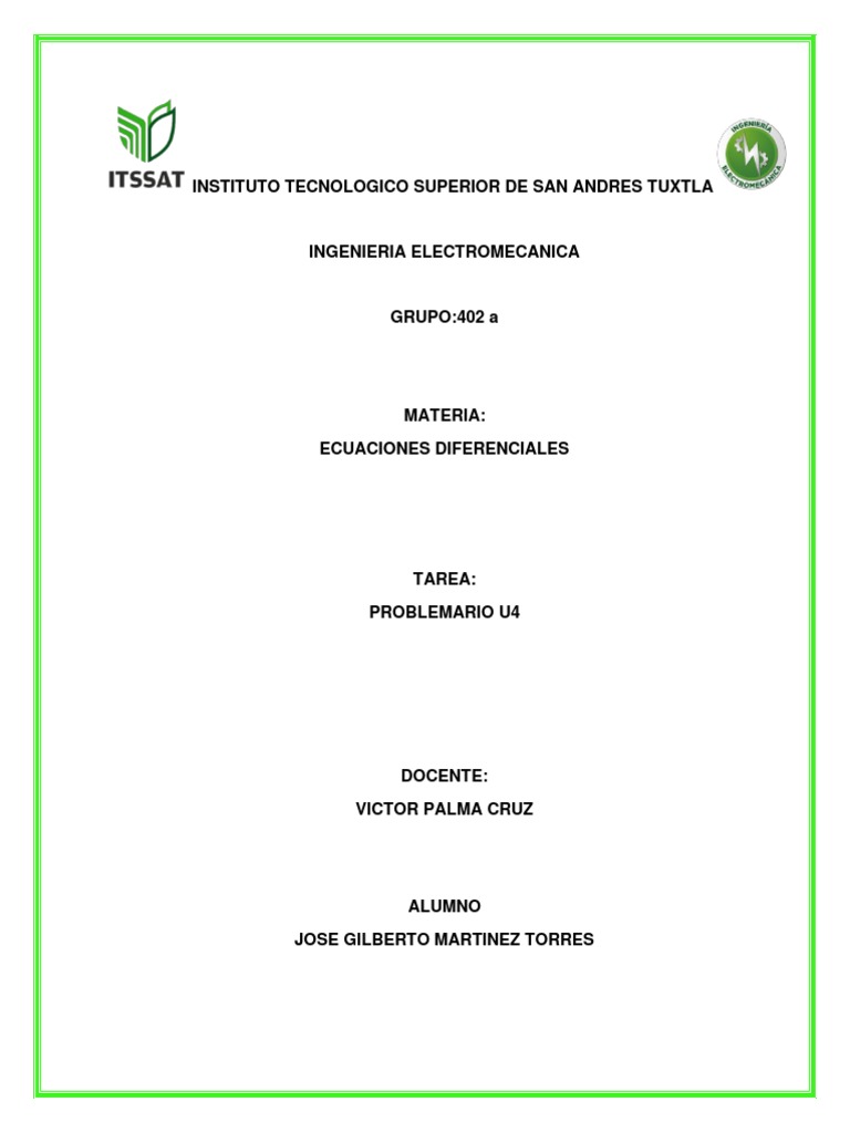 Problemario U4 Ecua Dif | PDF | Tecnología