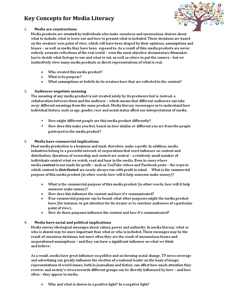 Key Concepts For Media Literacy | PDF | Mass Media | Bias