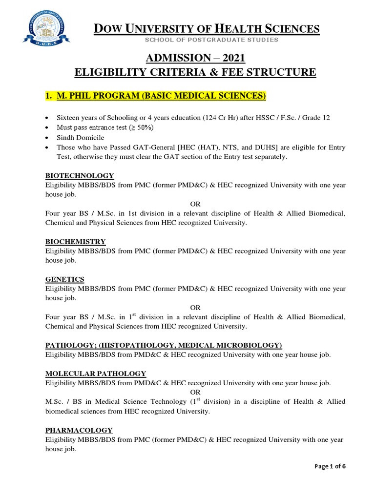 Eligibility Criteria, Program Details, and Fee Structure for ...