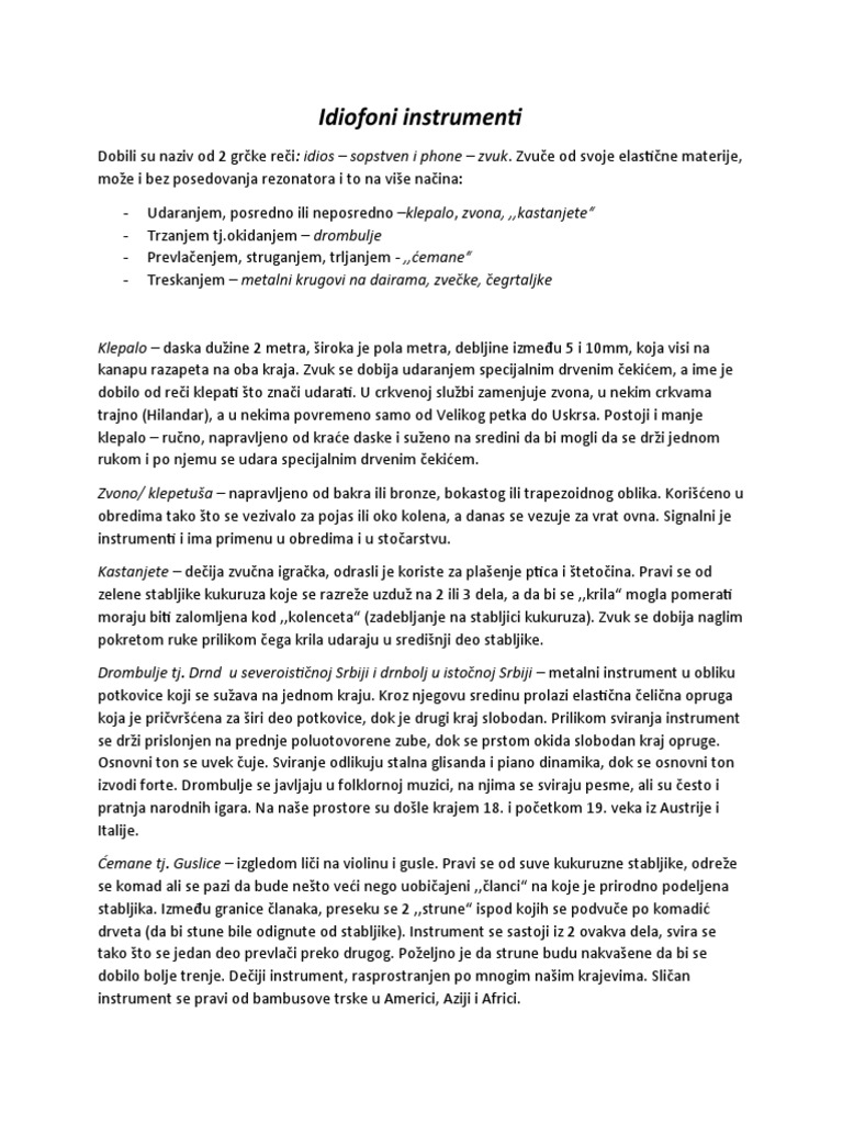Idiofoni Instrumenti | PDF