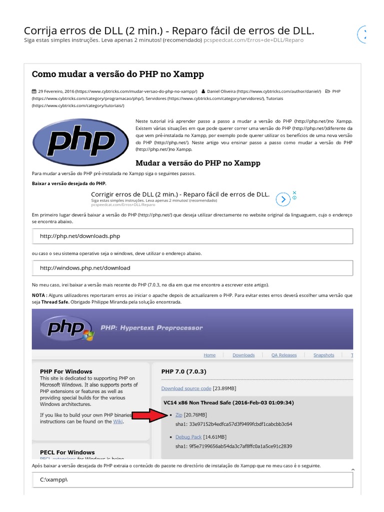 Como Mudar A Versão Do PHP No Xampp - CybTricks | PDF | Php | Servidor HTTP Apache