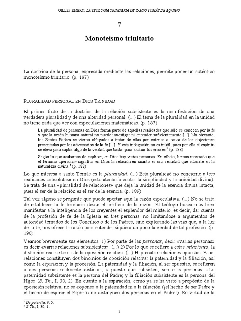Gilles Emery, La Teología Trinitaria de Santo Tomás de Aquino - Cap 7 ...