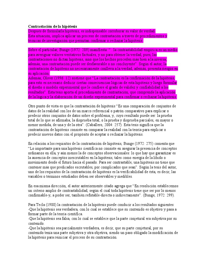 Contrastación de La Hipótesis | PDF | Hipótesis | Experimentar