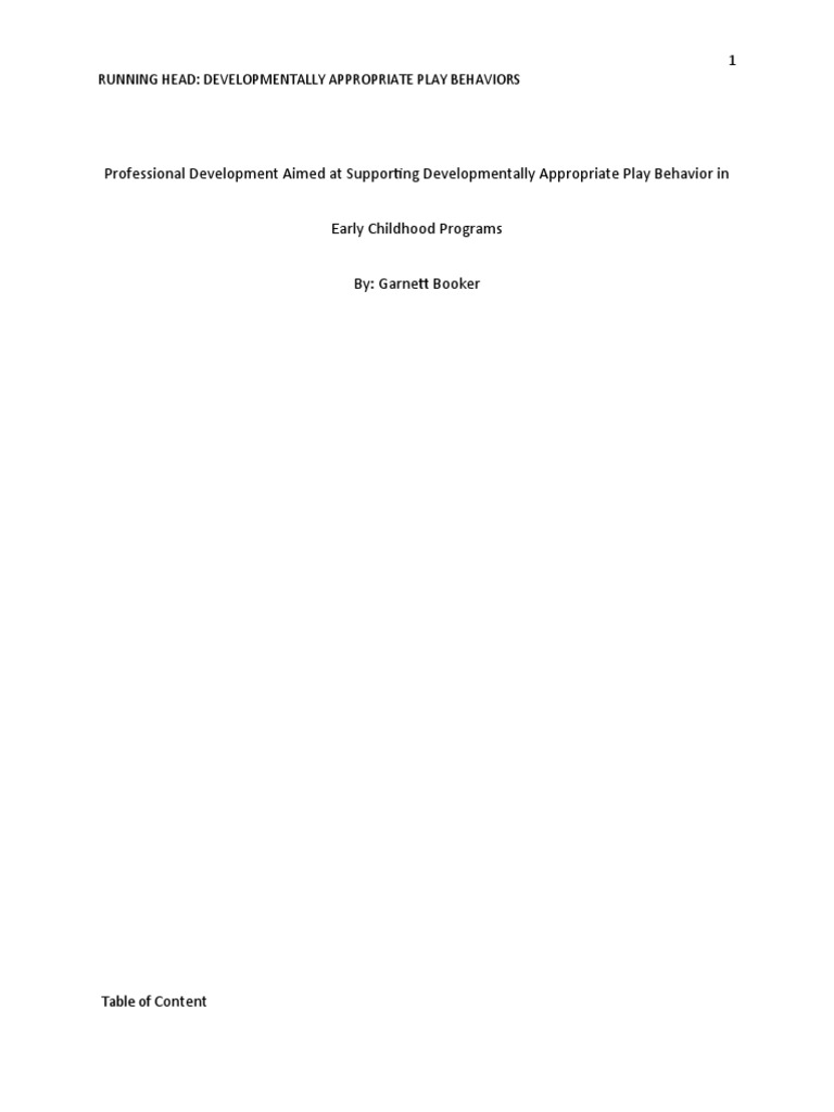 Developmentally Appropriate Play Professional Development | PDF | Early ...
