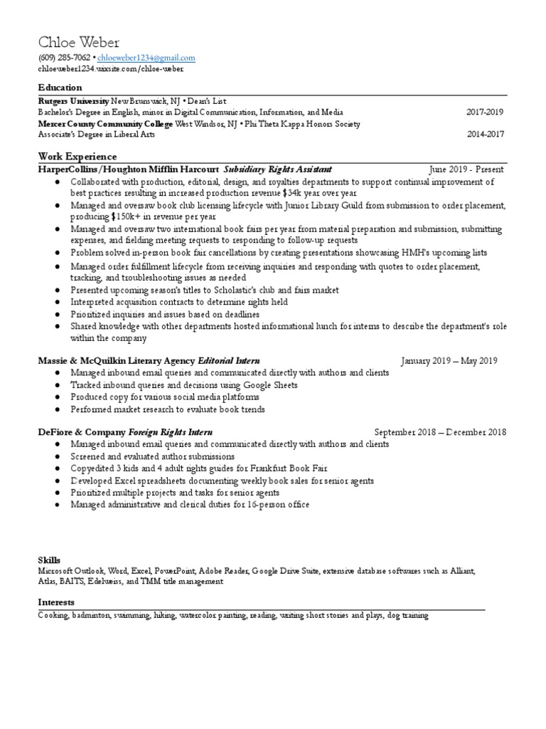 Chloe Weber: Work Experience | PDF | Computing | Software