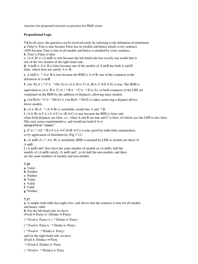 Ai List of Proposed Exercises | PDF | Logical Consequence | Deductive Reasoning