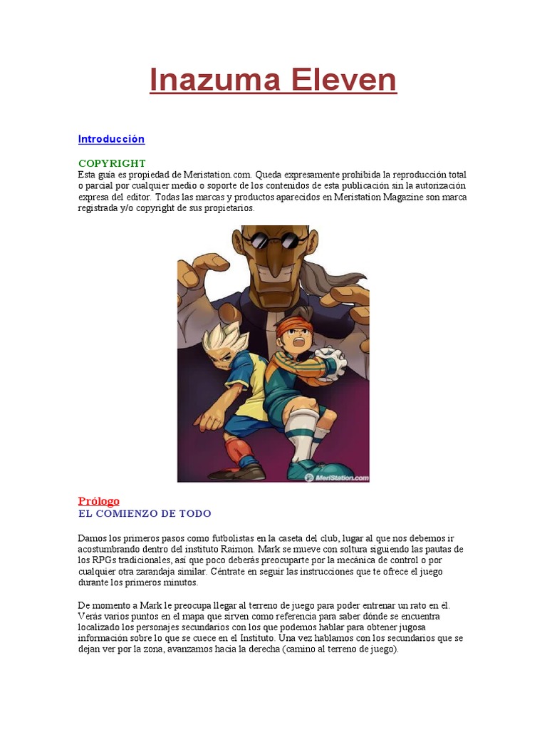Inazuma Eleven - Guia Del Juego | PDF