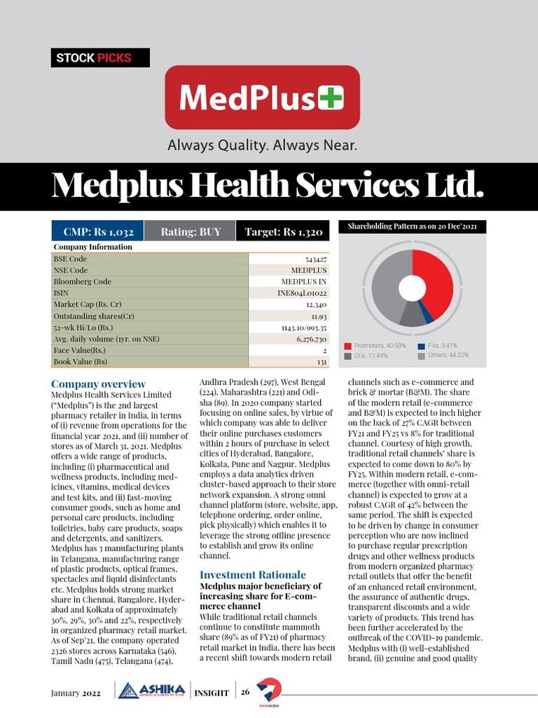 2022-01-03 - 1085 - Ashika - Stock Picks - Medplus Health Services Ltd. - January 2022 | PDF ...