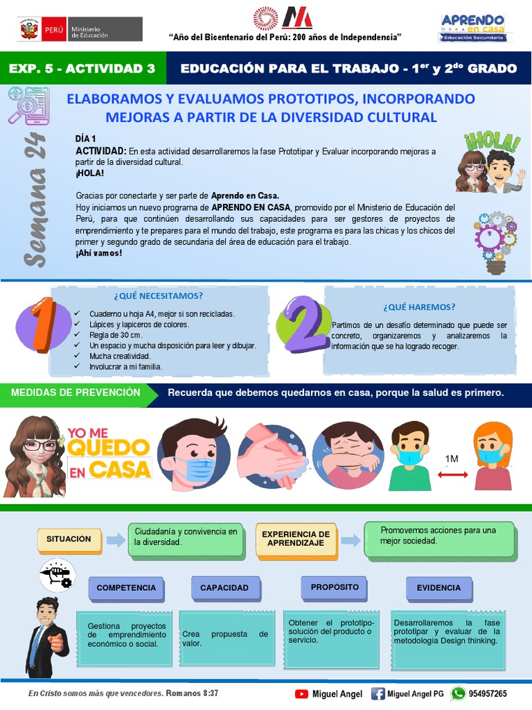 Semana 24 Ept 1 Y 2 Grado Pdf Diseño Aprendizaje