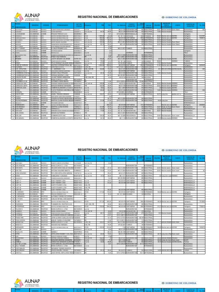 Registro Nacional de Embarcaciones | PDF | Industria pesquera