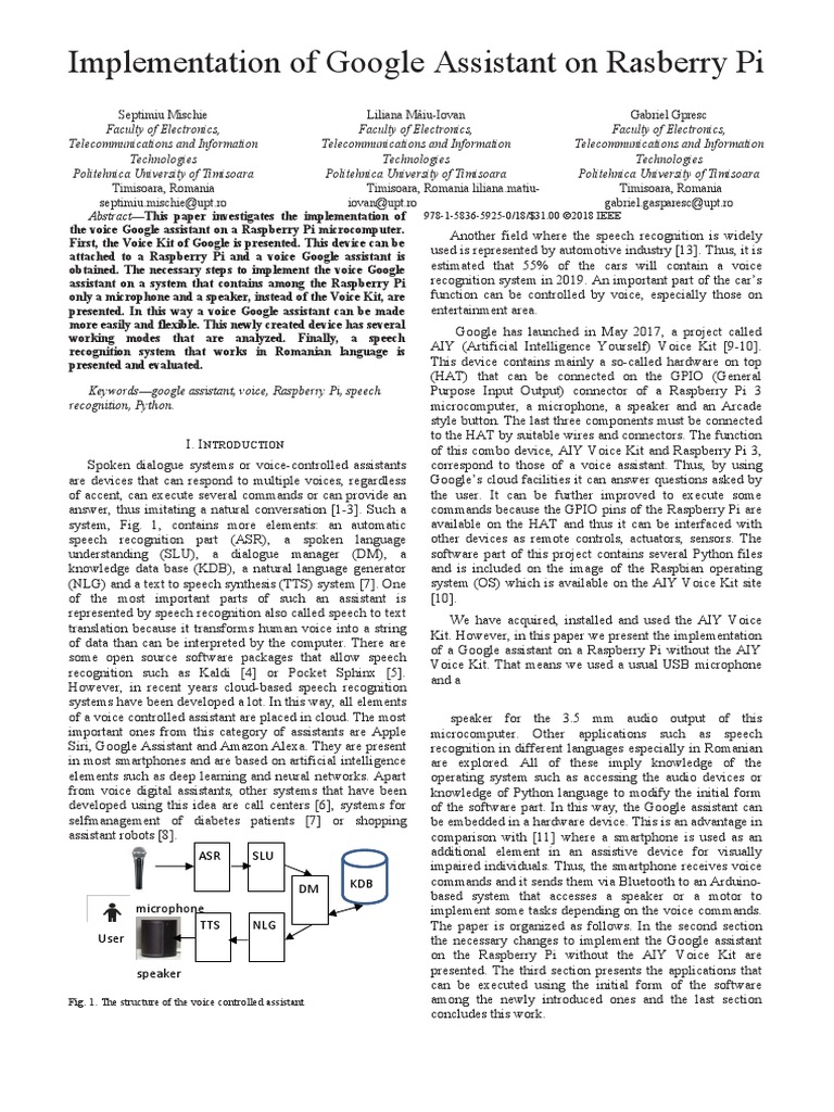 Implementasi Google Assistant With Raspberry Pi 3 | PDF | Speech Recognition | Speech Synthesis