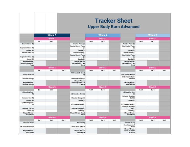 #Mbfa Tracker Sheets2 | PDF | Human Anatomy | Weight Training