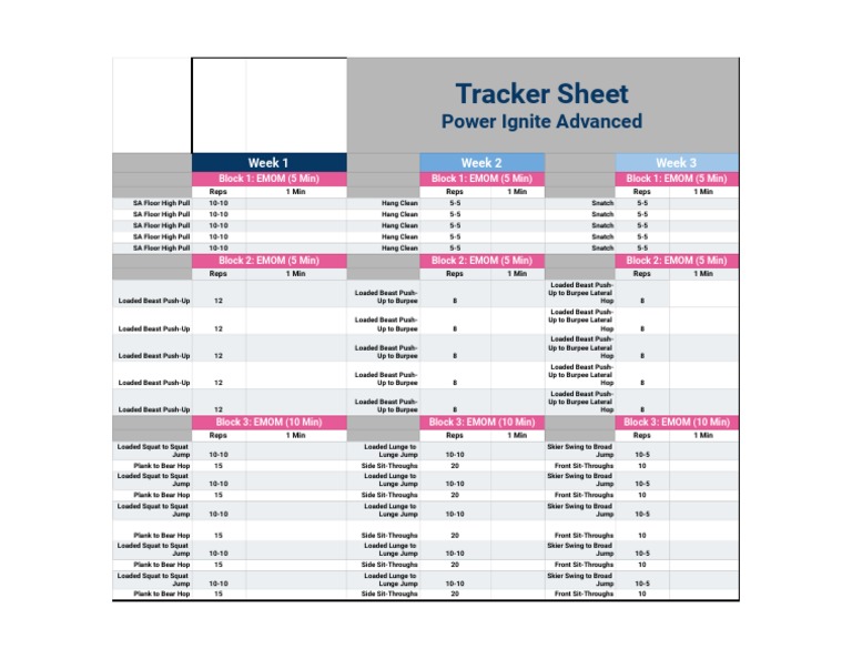 #Mbfa Tracker Sheets4 | PDF | Physical Fitness | Strength Training