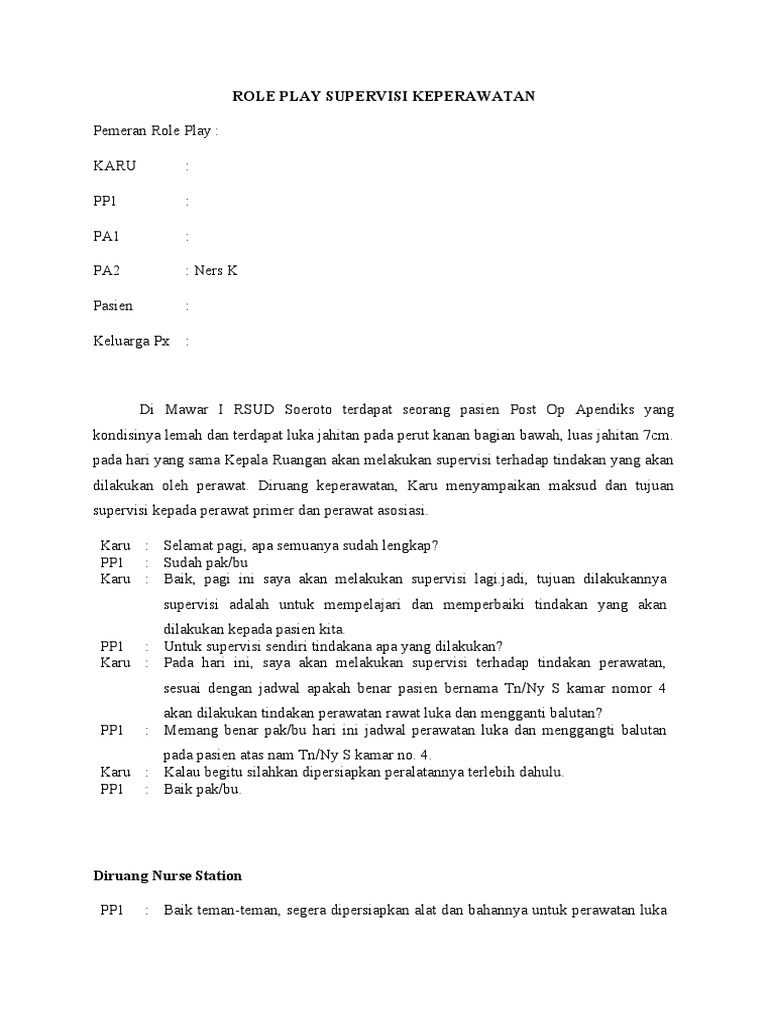 Role Play Supervisi Keperawatan | PDF
