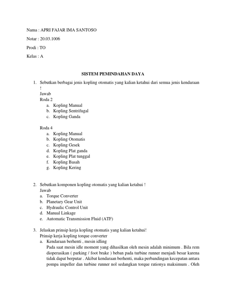 Apri Fajar Imam Santoso - Sistem Pemindah Daya Kopling Otomatis | PDF | Bisnis | Griya & Taman