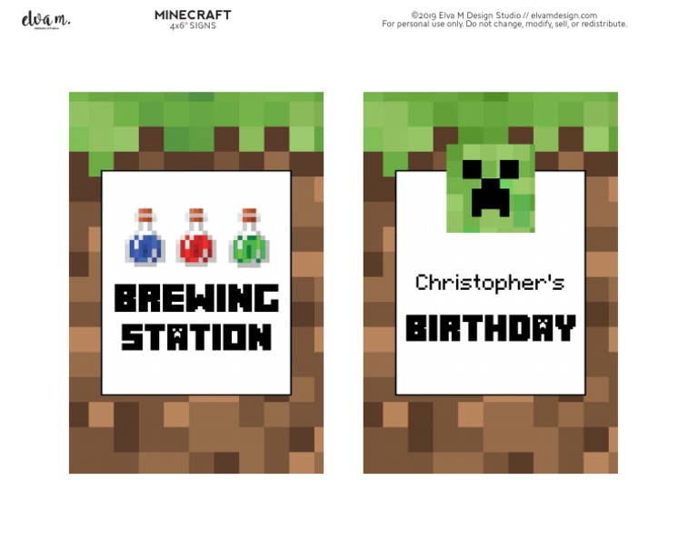 Minecraft 4x6 Signs Printable | PDF