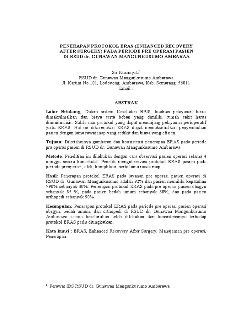 Penerapan Protokol ERAS di RSUD Ambarawa | PDF | Pengembangan Diri ...
