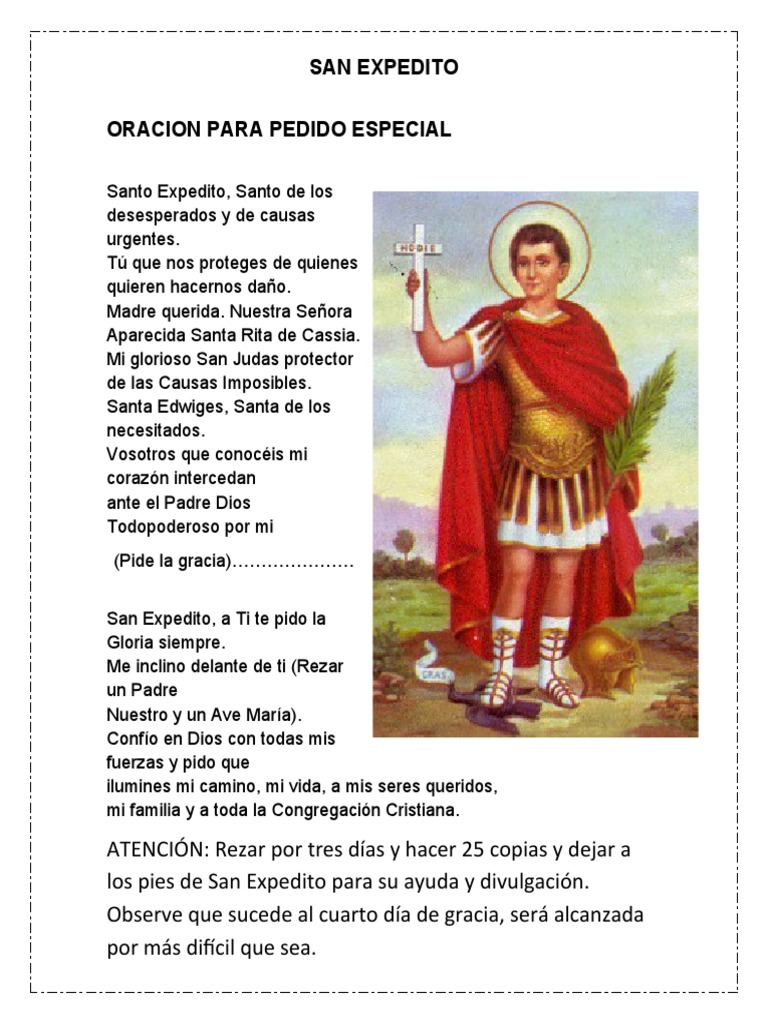 Oración a San Expedito por Causas Urgentes | PDF