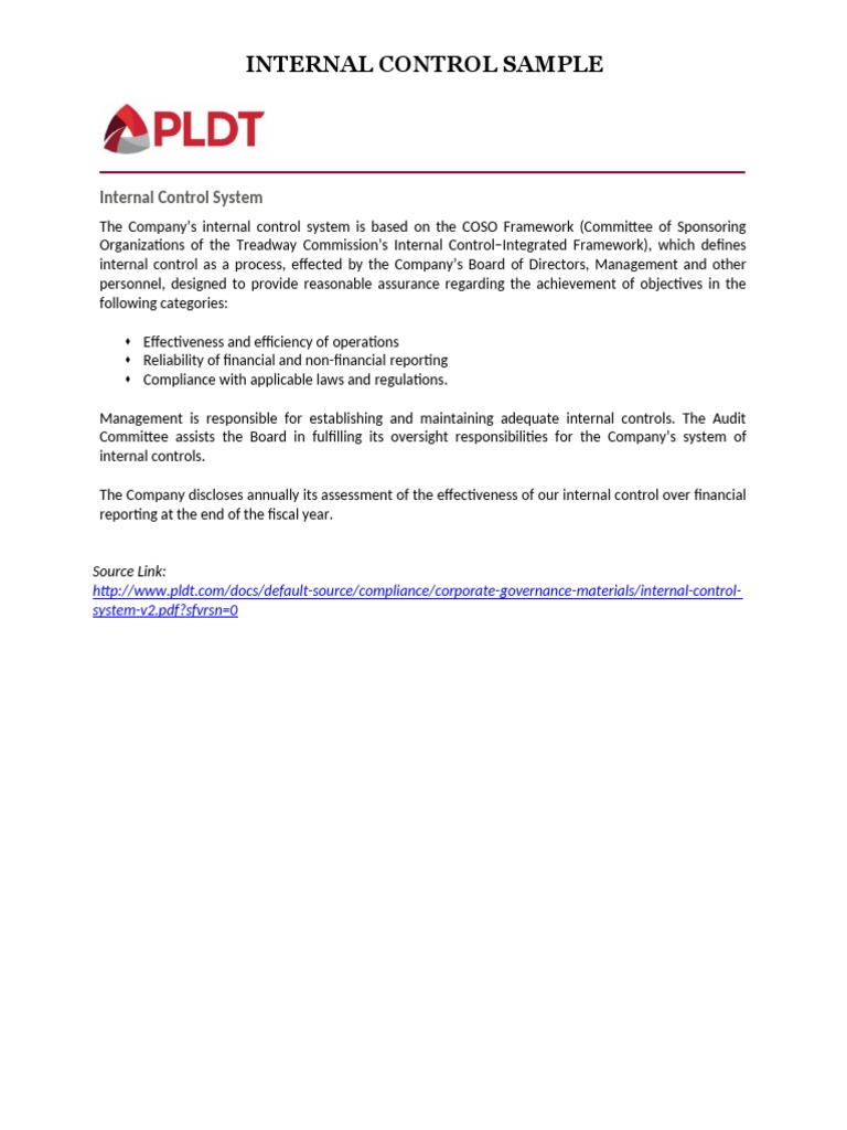Internal Control Sample | Download Free PDF | Internal Control | Stock ...