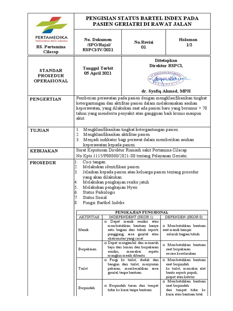 Sop Barthel Indeks | PDF