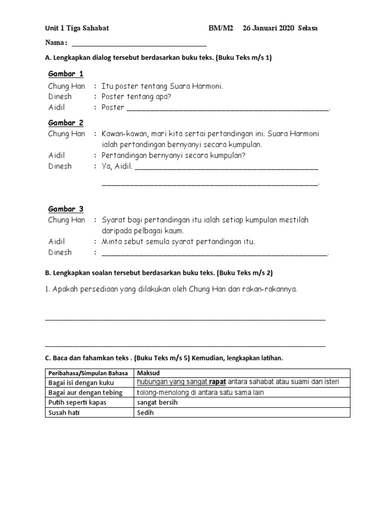Latihan BM4 Unit 1 | PDF
