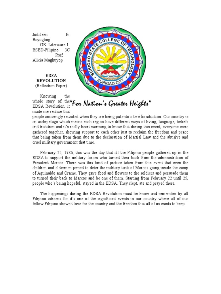 Edsa Revolution-Reflection | PDF