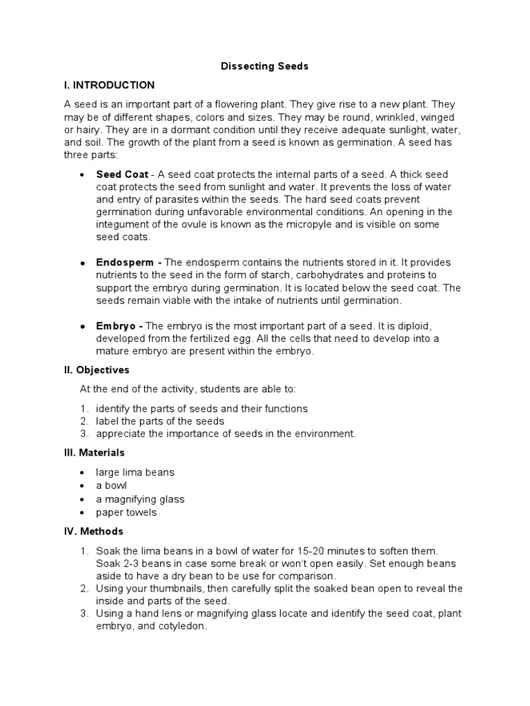 Seeds Laboratory Activity | PDF | Seed | Botany