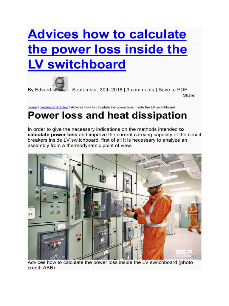 Advices How To Calculate The Power Loss Inside The LV Switchboard | PDF ...
