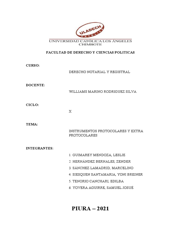 Instrumentos Protocolares y Extraprotocolares | PDF | Propiedad | Derecho privado