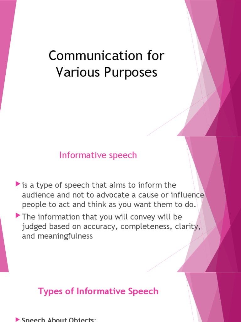 Communication For Various Purposes | PDF | Concept | Causality