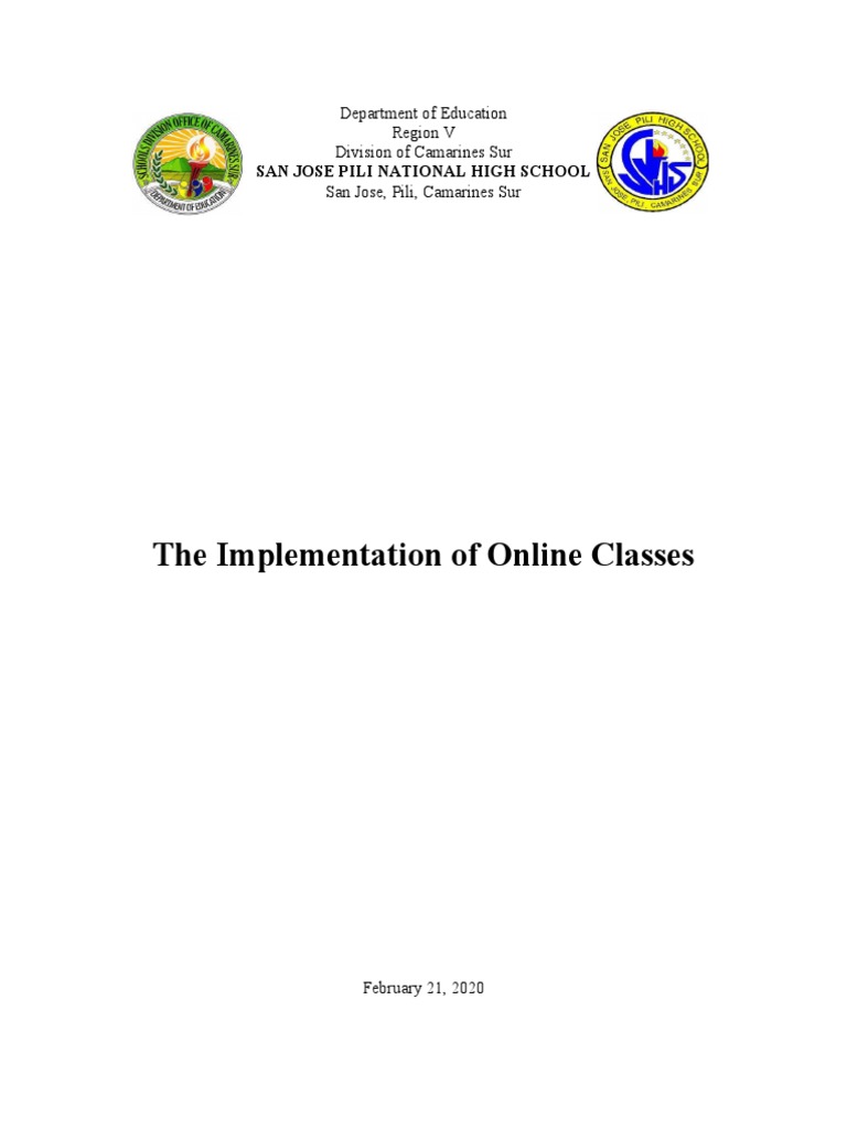 The Implementation of Online Classes: San Jose Pili National High ...