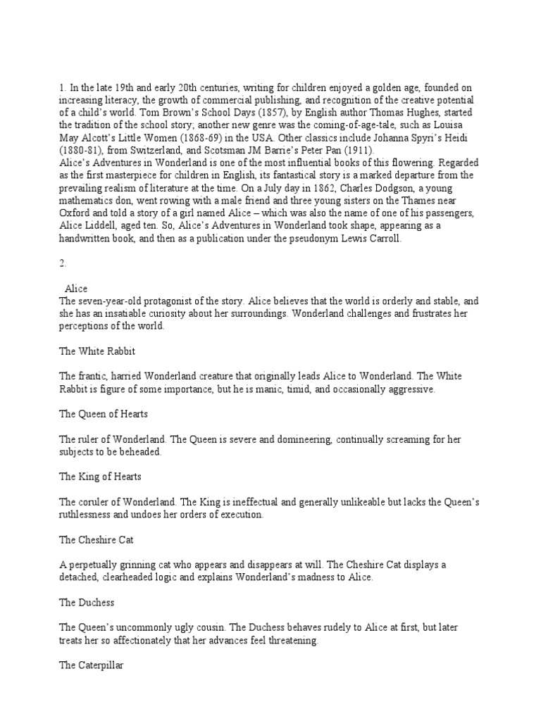 Alice's Journey Through Wonderland: An Analysis of the Characters and ...