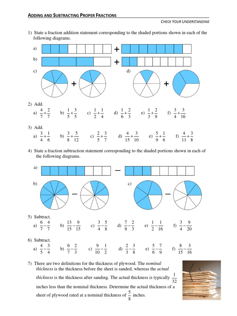 Adding and Subtracting Proper Fractions - CYU | PDF | Mathematics