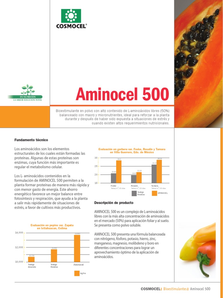 Aminocel 500: Bioestimulante Eficaz | PDF | Dieta y nutrición | Nutrición