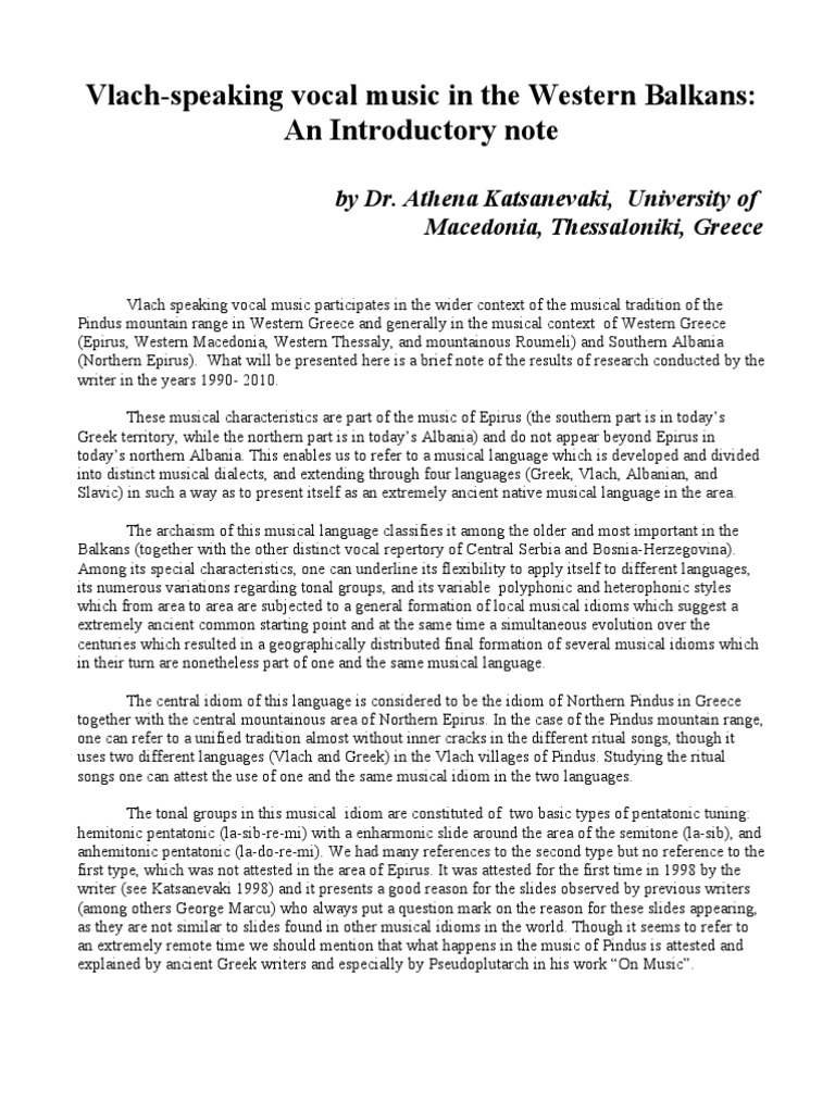 Vlach Music | PDF | Greece | Balkans