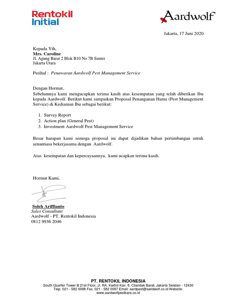 Penawaran Layanan Pest Control Aardwolf | PDF