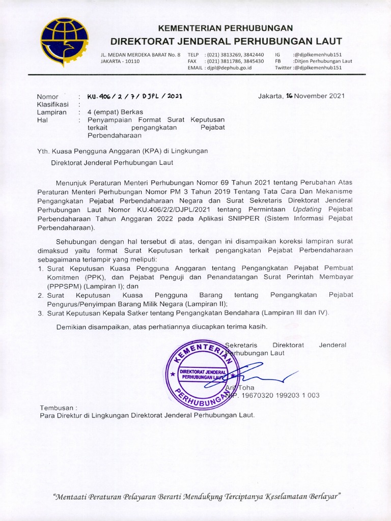 Surat Ke KPA - Format SK Pejabat Perbendaharaan | PDF