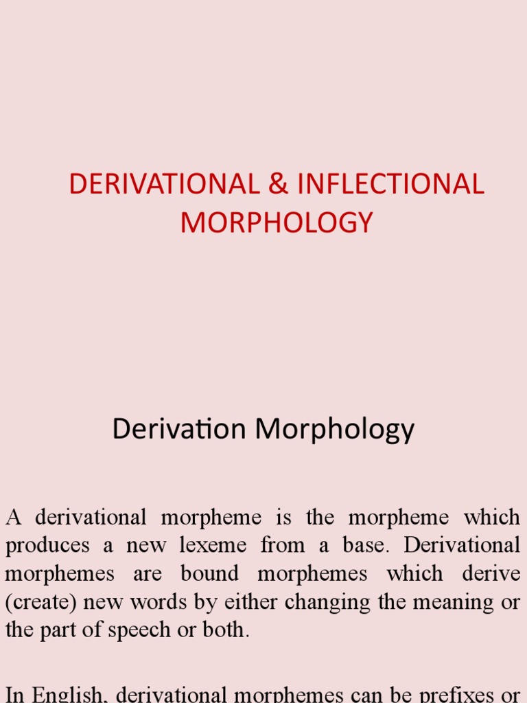 Derivational & Inflectional Morphology | PDF | Morphology (Linguistics ...
