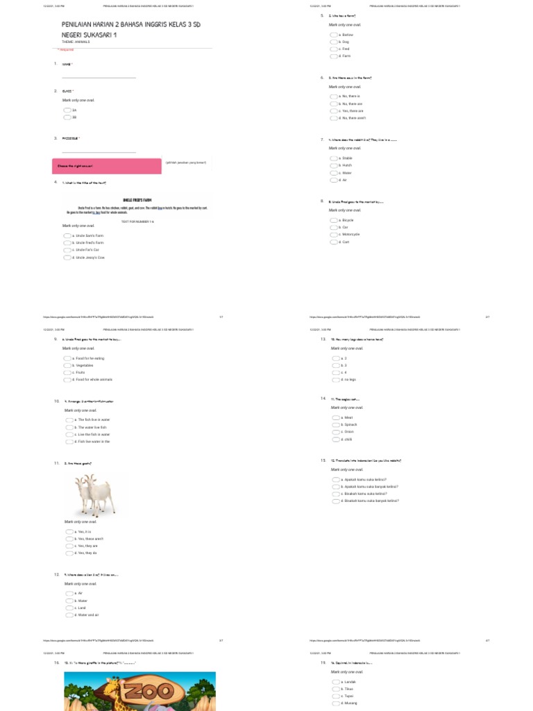 PH 2 KELAS 3 - Google Forms | PDF | Food And Drink | Foods