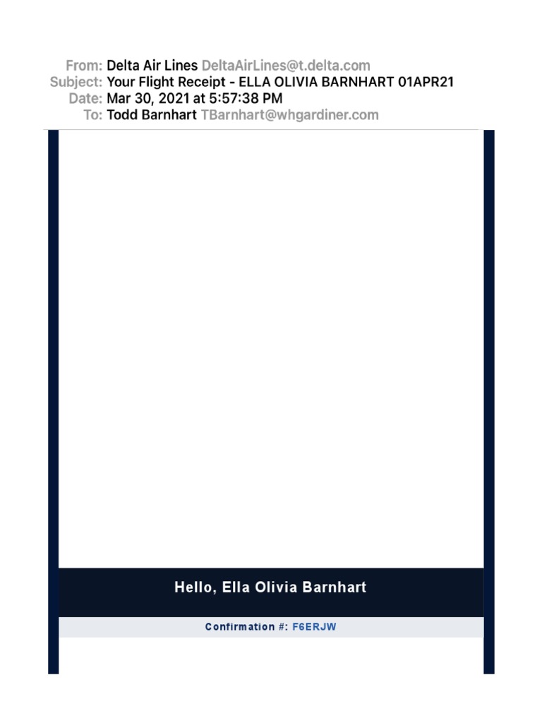 Your Flight Receipt - ELLA OLIVIA BARNHART 01APR21 | PDF | Delta Air ...