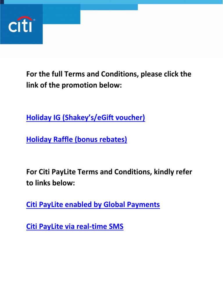 Citi Holiday Freebies B | PDF | Credit Card | Citigroup