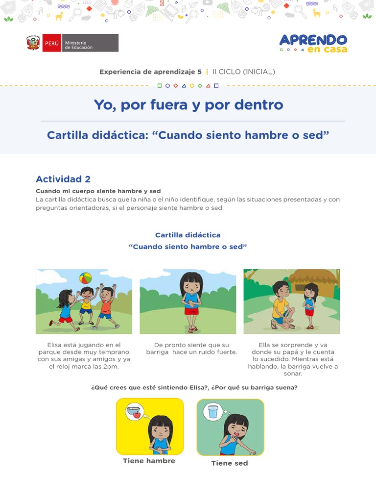 Identificando las sensaciones de hambre y sed en niños y niñas | PDF